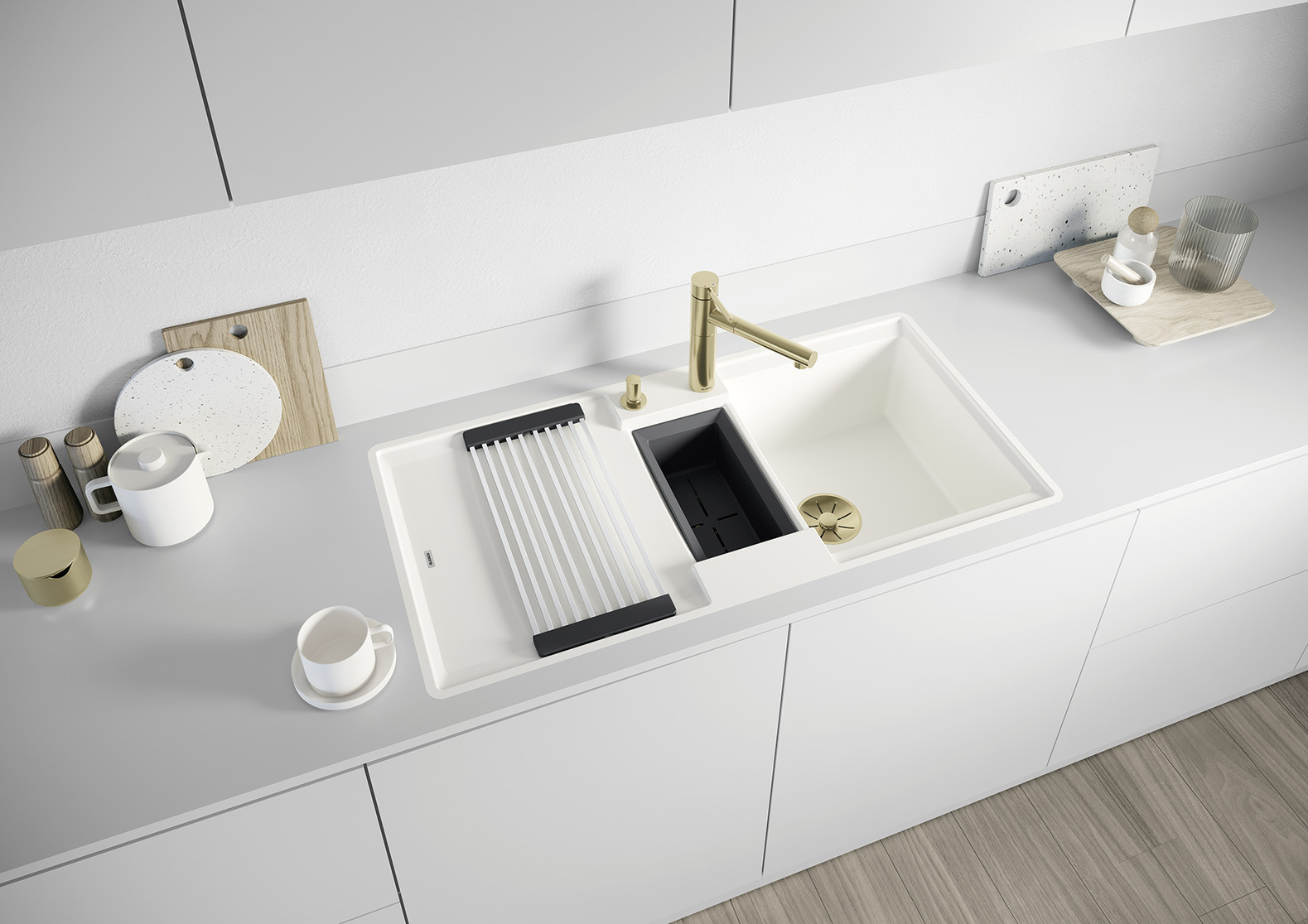 ADIRA 6 S-F | SILGRANIT black - with drain remote control, with ...