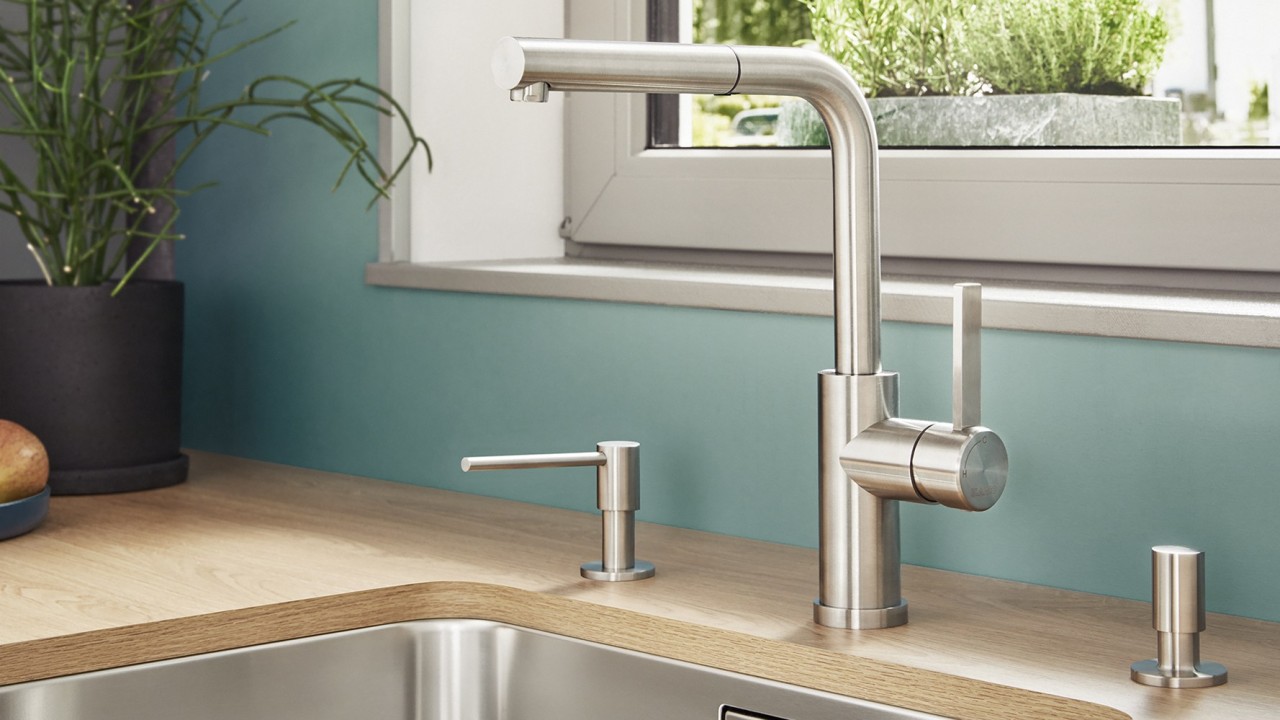 Integrated soap dispenser for washing up at the sink | Blanco